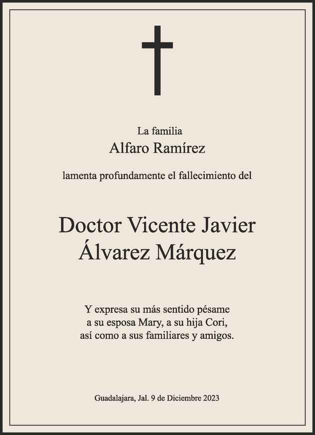 Vicente Javier Álvarez Márquez Obituario Esquela