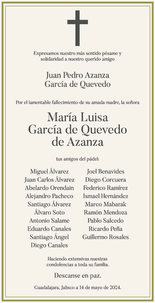 María Luisa García de Quevedo Obituario Esquela