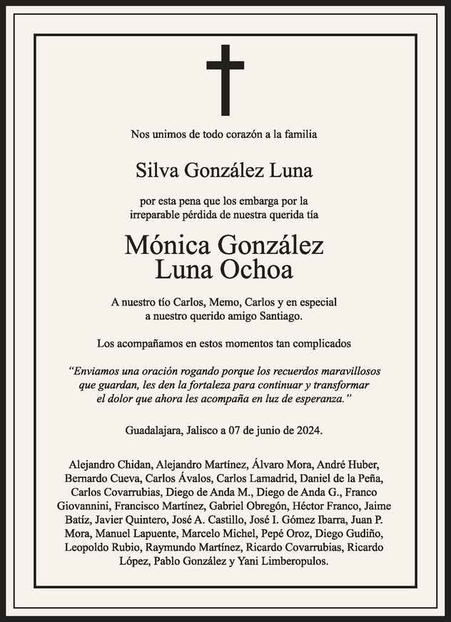 Mónica González Luna Obituario Esquela