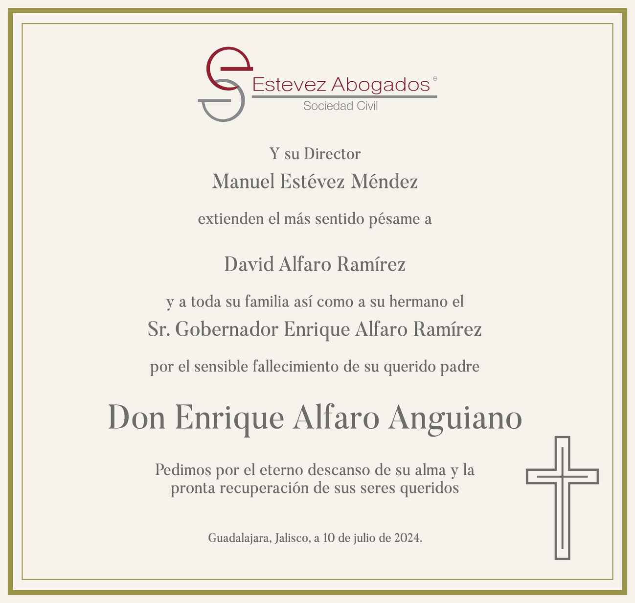 Enrique Javier Alfaro Anguiano Obituario Esquela