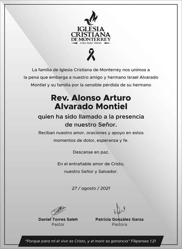 Alonso Arturo Alvarado Montiel Obituario Esquela