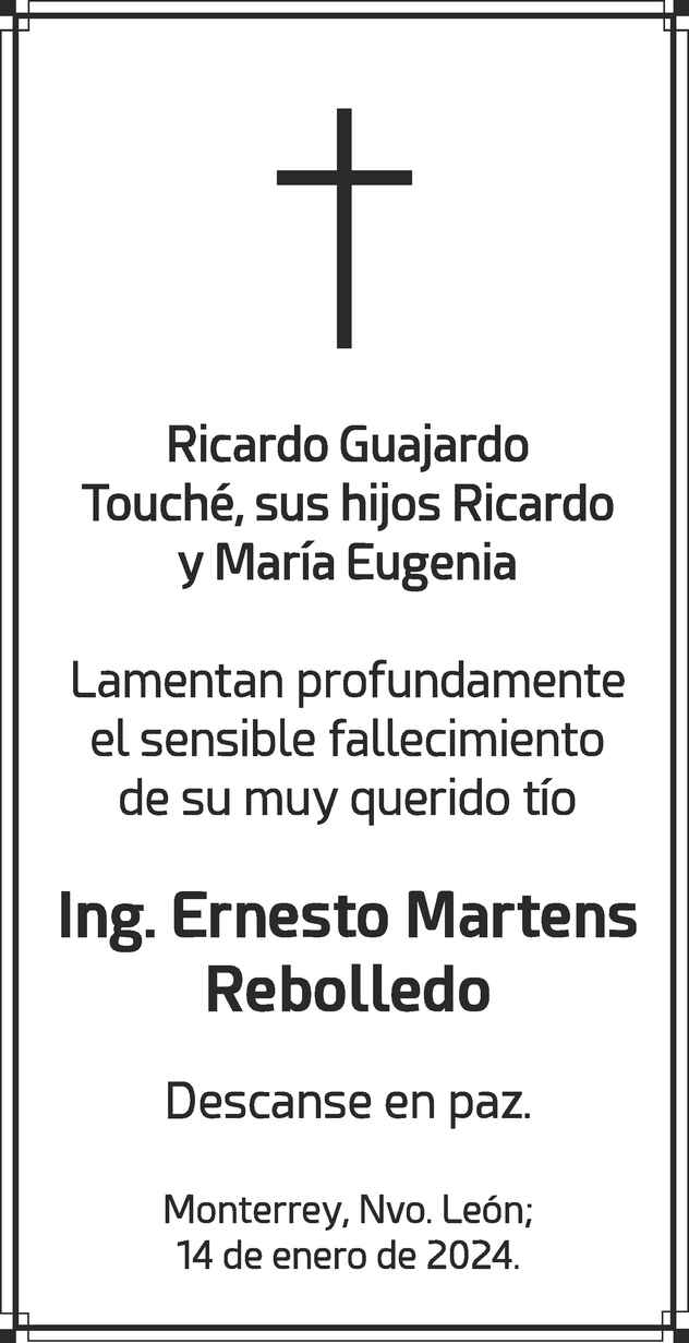 Ing. Ernesto Martens Rebolledo Obituario Esquela