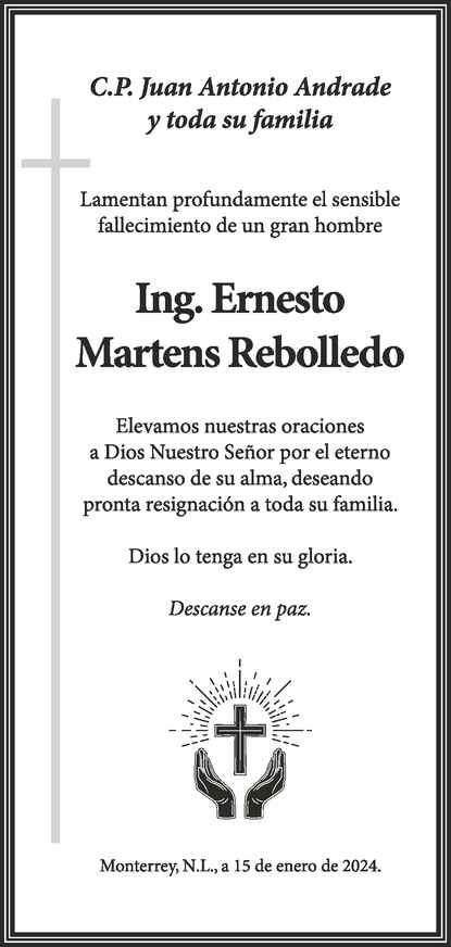 Ing. Ernesto Martens Rebolledo Obituario Esquela