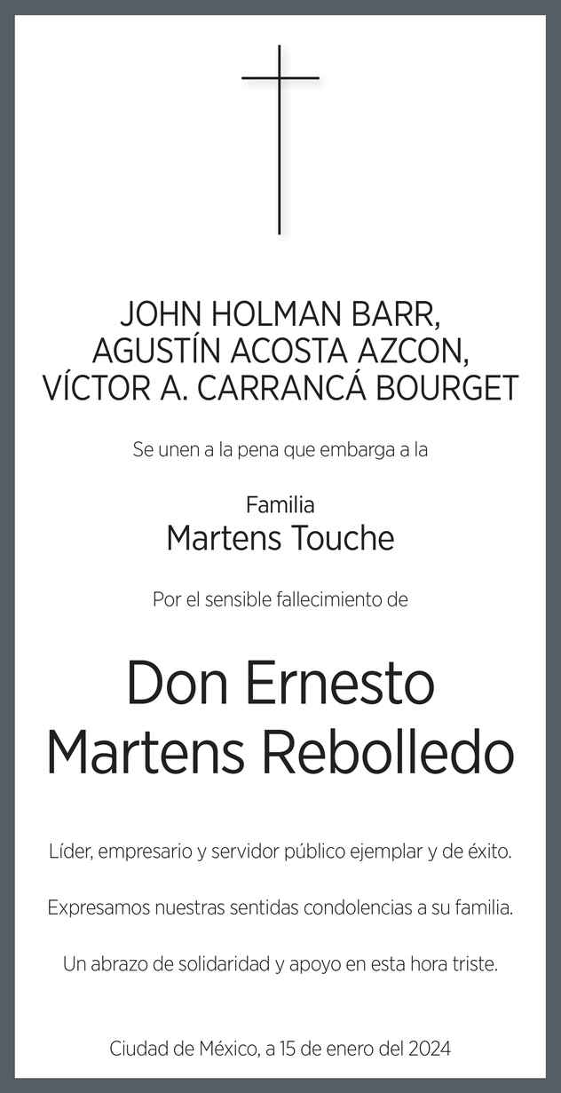 Ing. Ernesto Martens Rebolledo Obituario Esquela