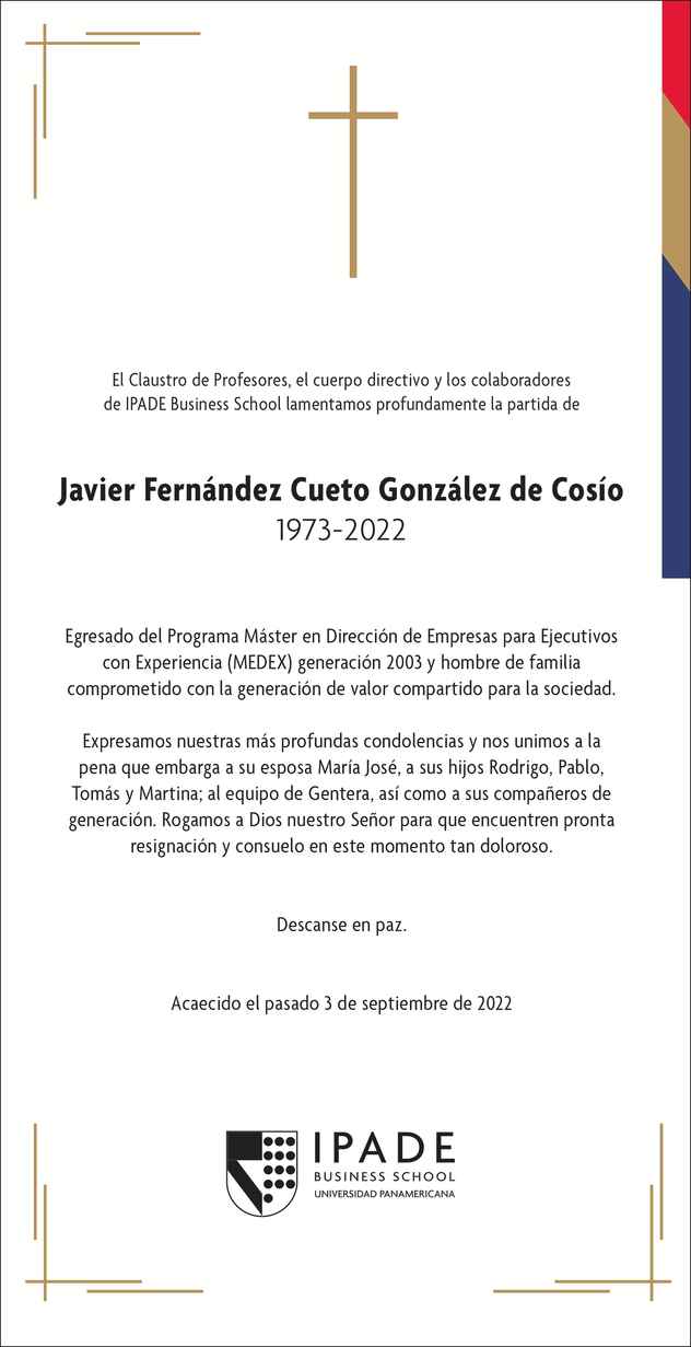 Señor Javier Fernández Cueto González de Cosío Obituario Esquela