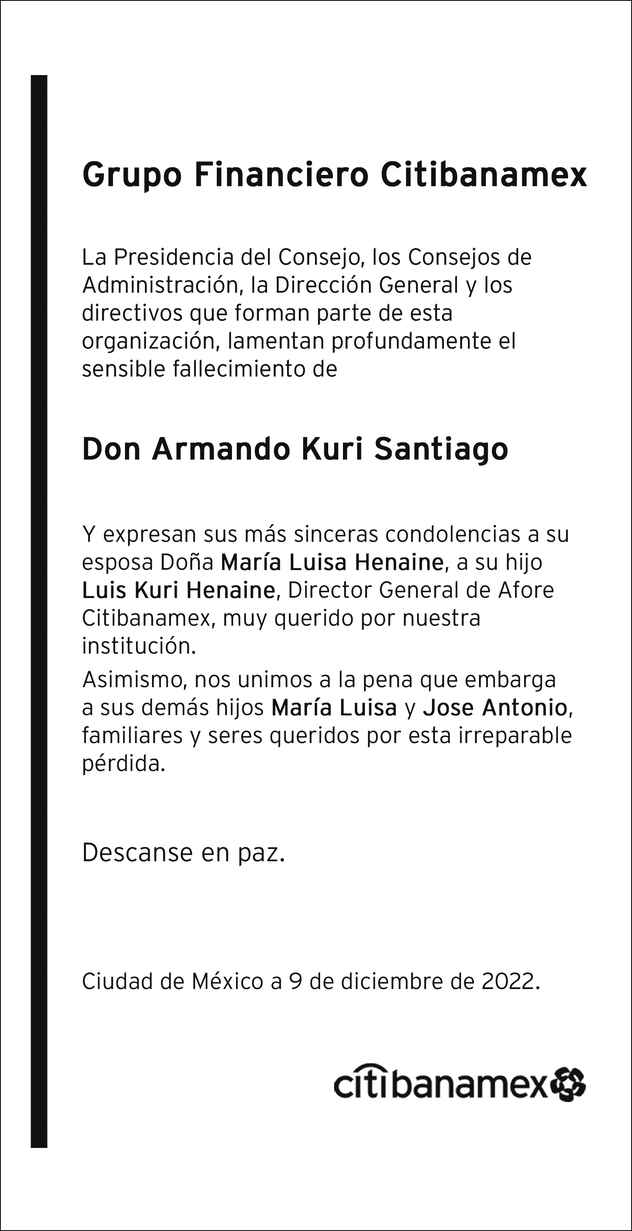 Don Armando Kuri Santiago Obituario Esquela Don Armando Kuri Santiago Obituario Esquela