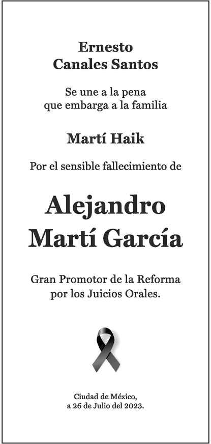 Señor Alejandro Martí García Obituario Esquela