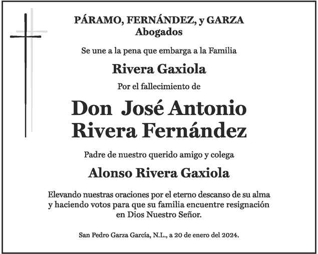 Don José Antonio Rivera Fernández Obituario Esquela