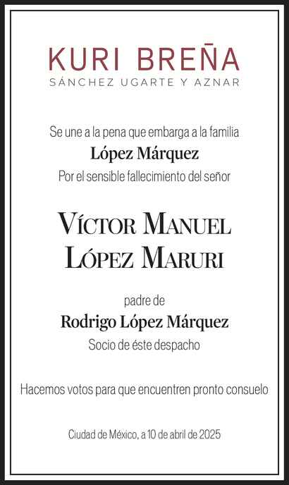 Víctor Manuel López Maruri Obituario Esquela
